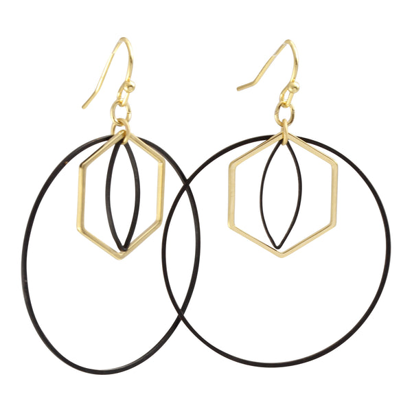 "Le Contour" Medium Luxe Hoops in Matte Black & Gold - OhSoFitting